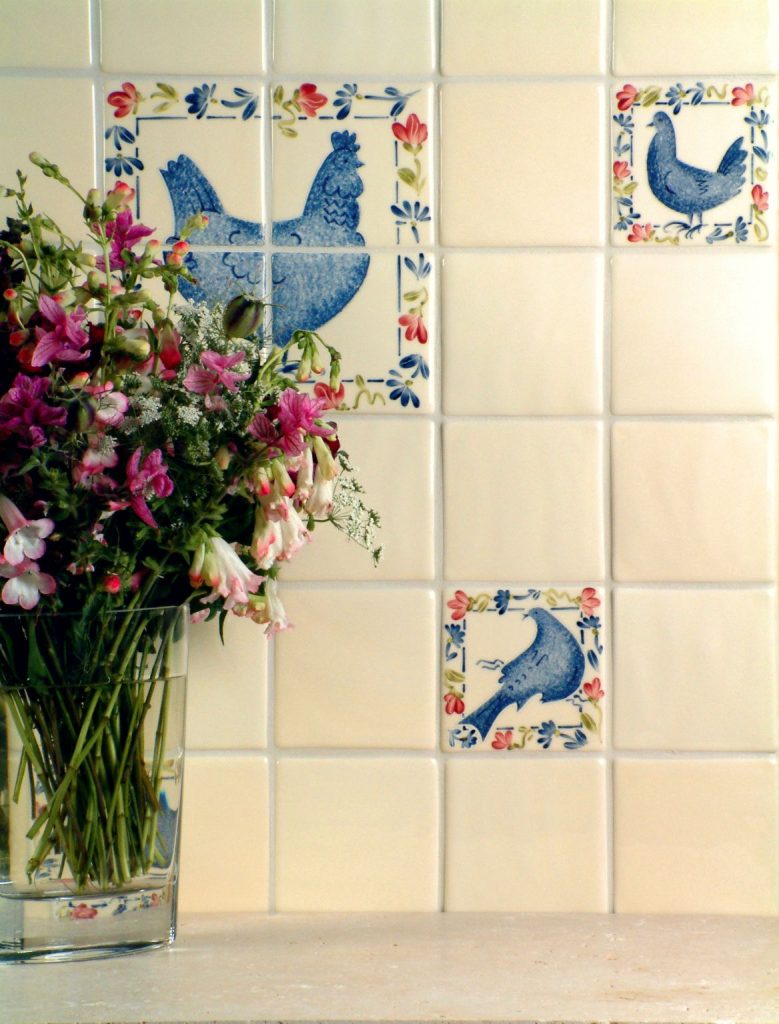 Hand painted tiles - Birds & Flowers Flower Border | Tiles of Stow