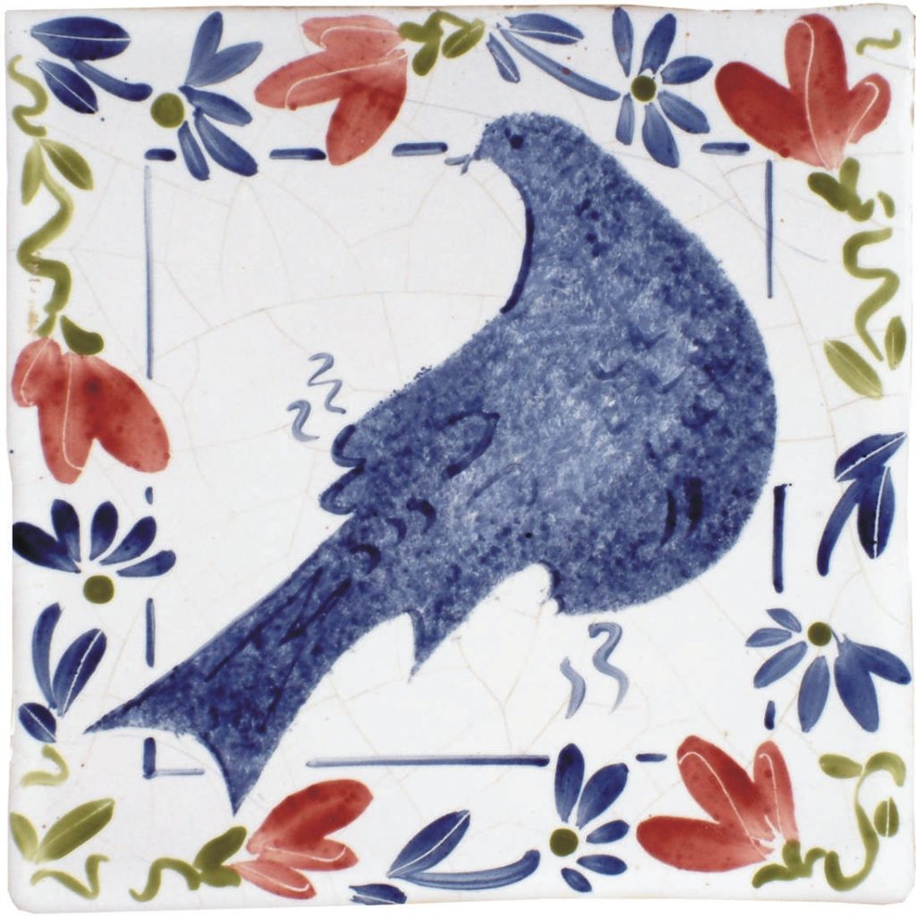 Hand painted tiles - Birds & Flowers Dove | Tiles of Stow