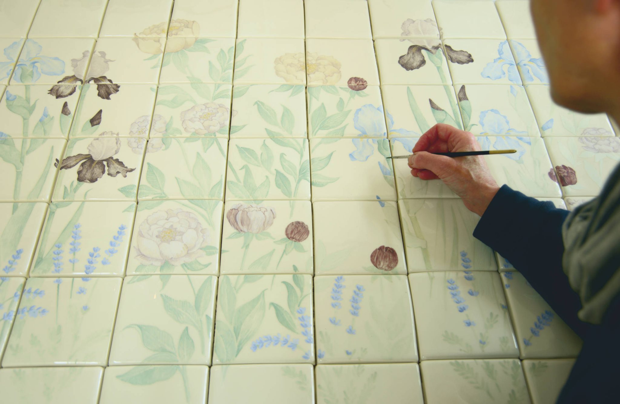 Peony & Iris Flower Tile Mural - Tiles of Stow