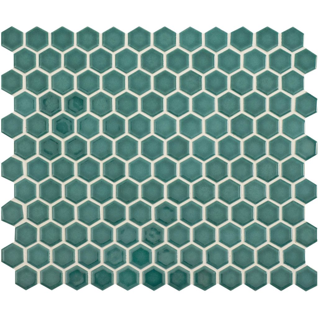 Mini Green Gloss Hexagon mosaics | Tiles of Stow